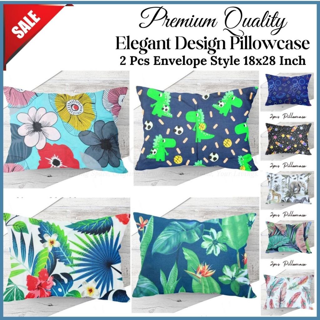 K&Y 2 Pcs Set Elegant Design Pillow Case 18x28 | Printed Envelope Style ...