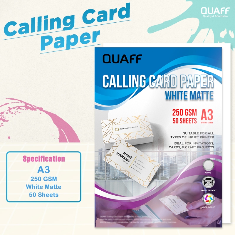 QUAFF Double Sided White Matte Calling Card Paper 250gsm 50sheets/pack ...