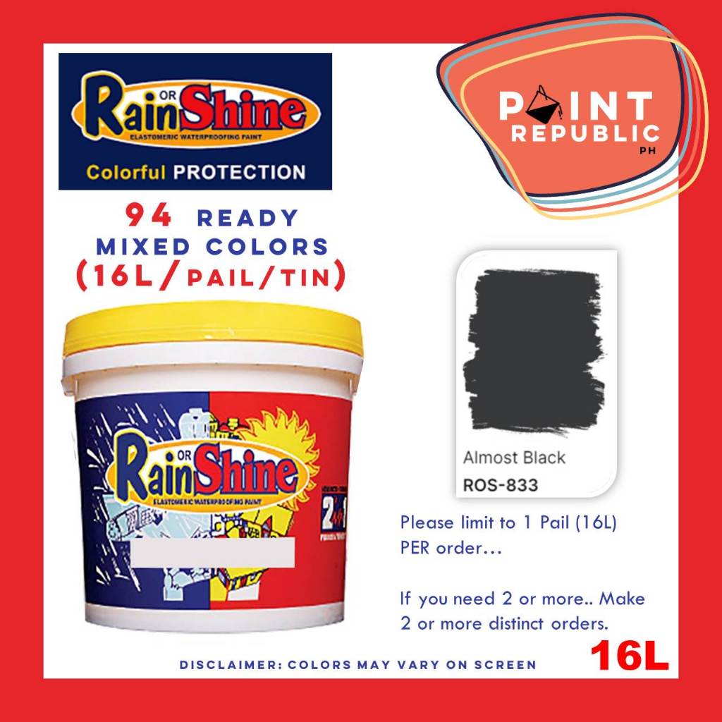RAIN OR SHINE ELASTOMERIC PAINT Ready Mixed Colors -16L (Pail/Timba ...