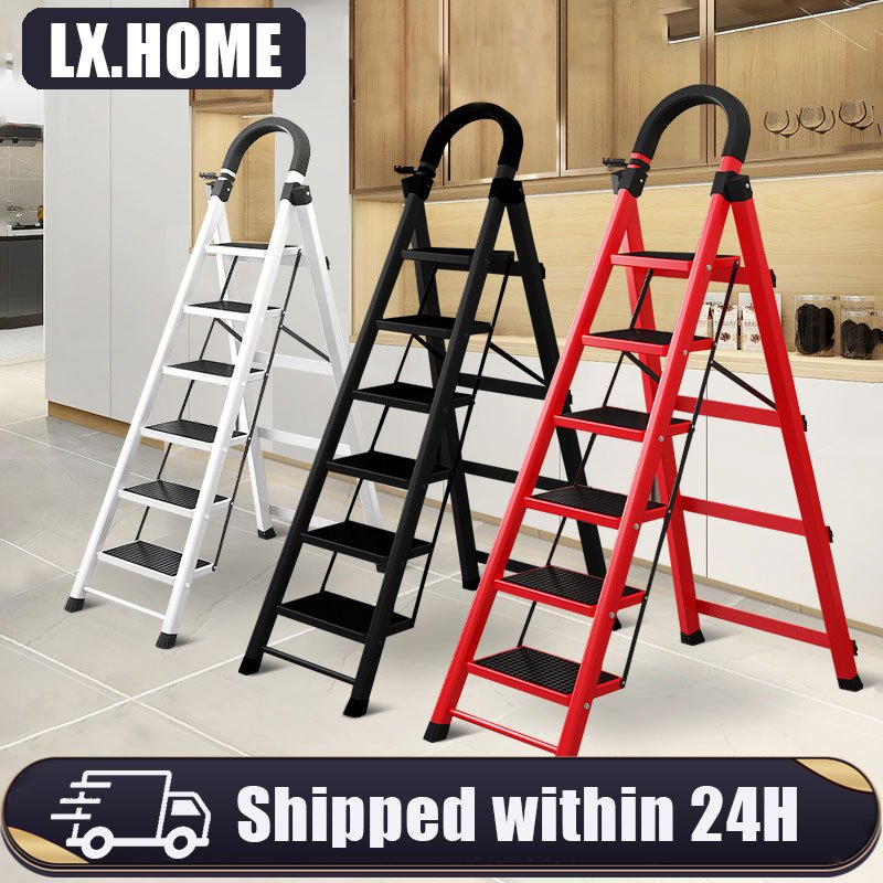 3/4/5/6 Step Folding Ladder Household Aluminum Foldable Ladder Steel ...