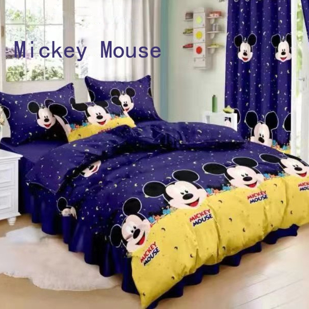 Mickey Mouse Bed Shhet 3In1 Cotton Character Bedsheet 1pcs Fitted Sheet 2pcs Pillowcase With ...