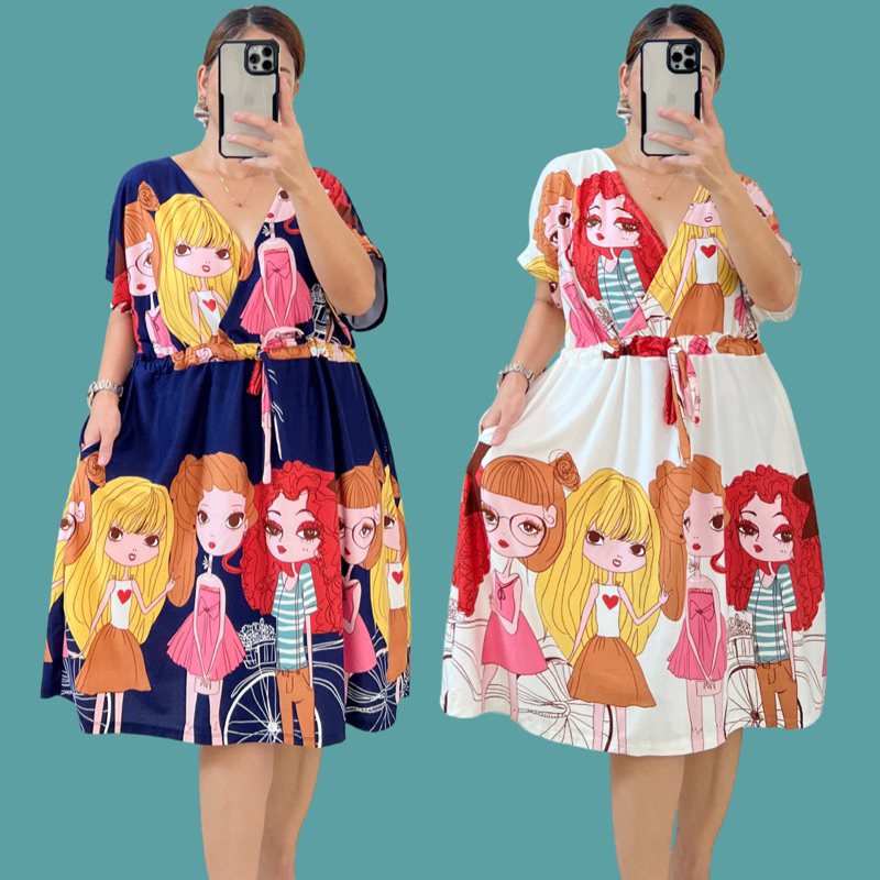 Plus Size 2XL-3XL Overlap Midi Dress/ Cotton Spandex | Shopee Philippines