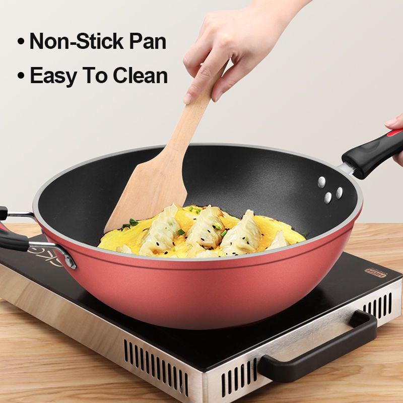 30cm/32cm Non Stick Pan with Cover Composite Diamond Coating Wok Stir ...