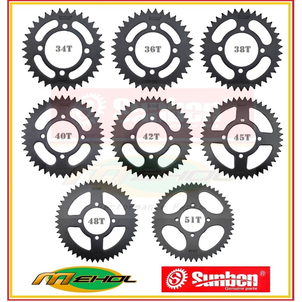 REAR SPROCKET 428 FOR YTX125 STX125 RS100 34T 36T 38T 40T 42T 45T 48T ...