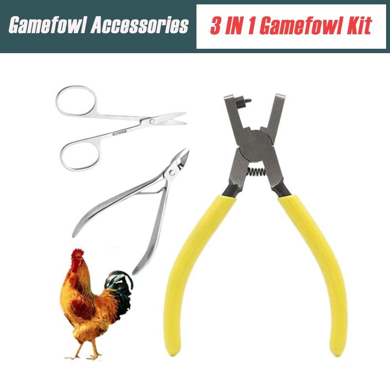 Gamefowl 3 IN 1 kit Stainless Wingband plier applicator Chicken toe ...