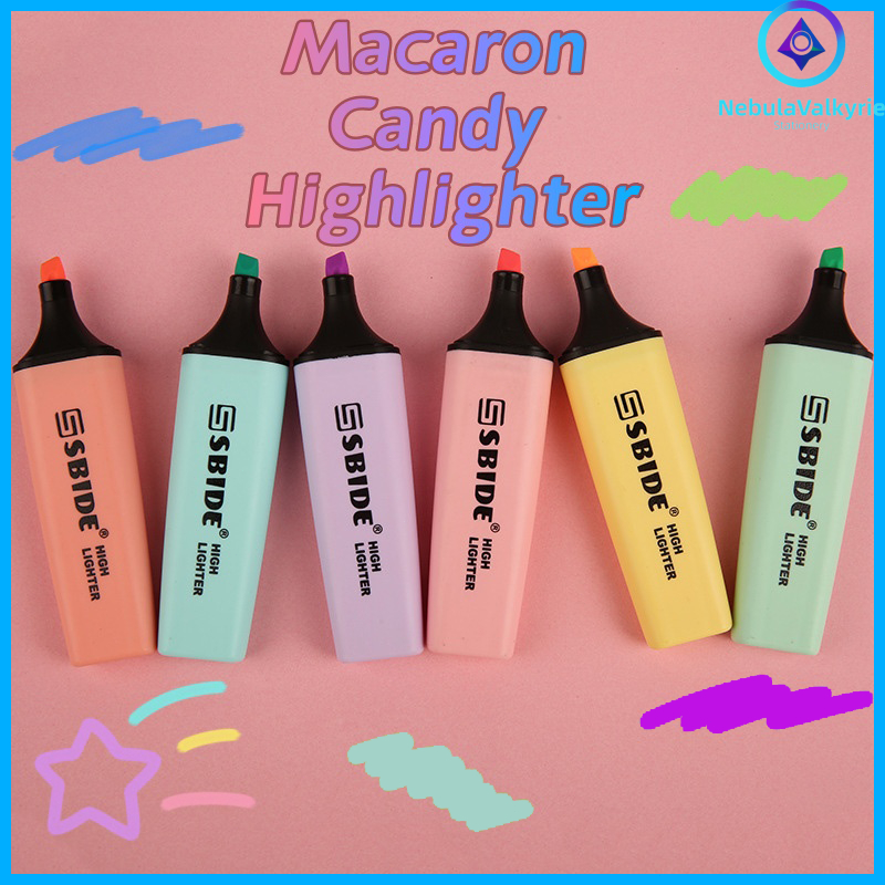 NVE Highlighter Pens Macaron Color Students Mark Small Fresh Marker Pen ...