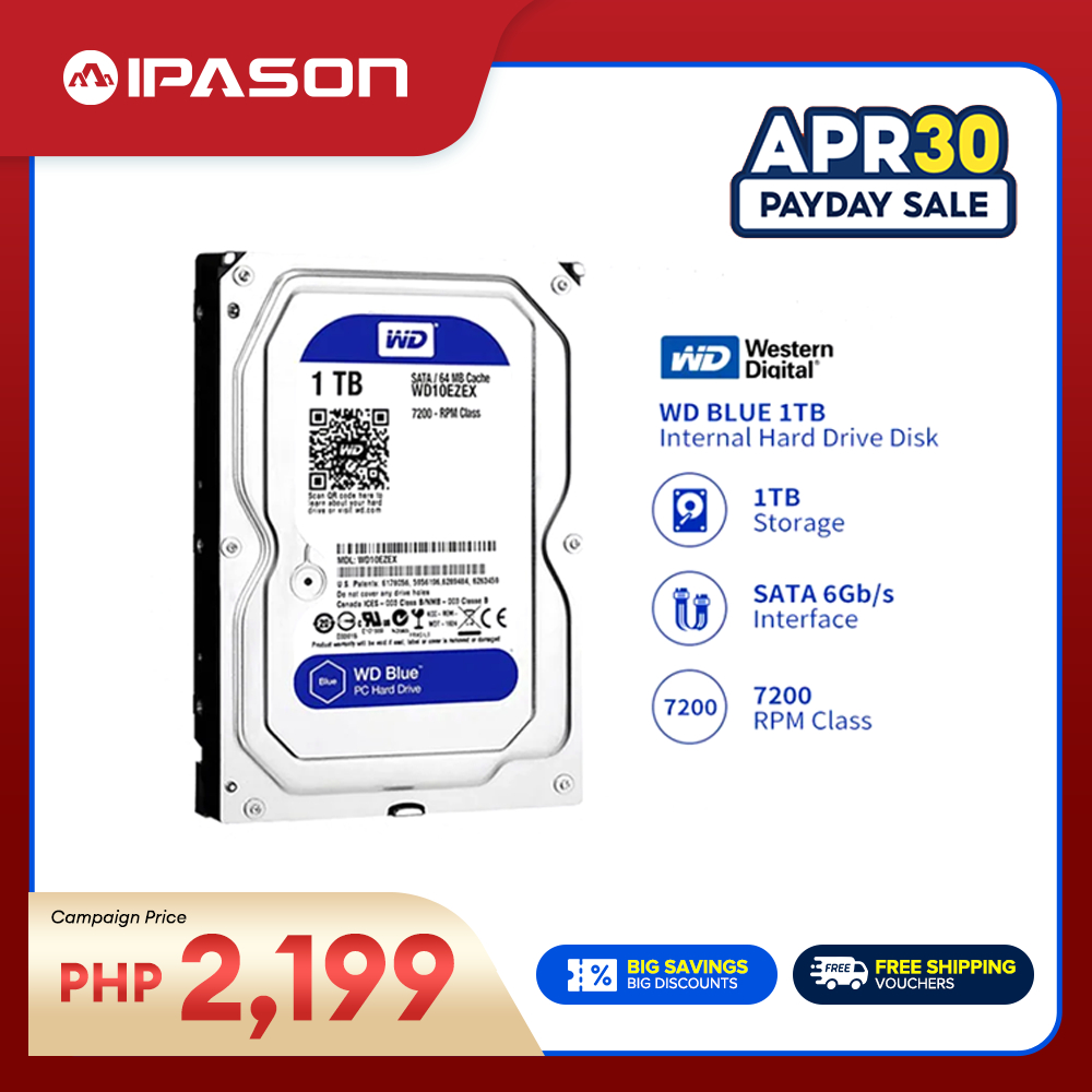 Ipason WD BLUE 1TB (WD10EZEX) & 2TB (WD20EZAZ) SATA 6b/s PC HA500 3.5inch Internal Hard Drive ...