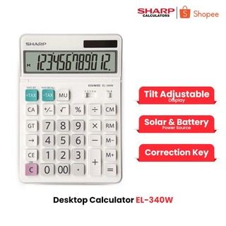 Sharp Desktop Calculators 12 Digit Large Display EL-340W | Shopee ...