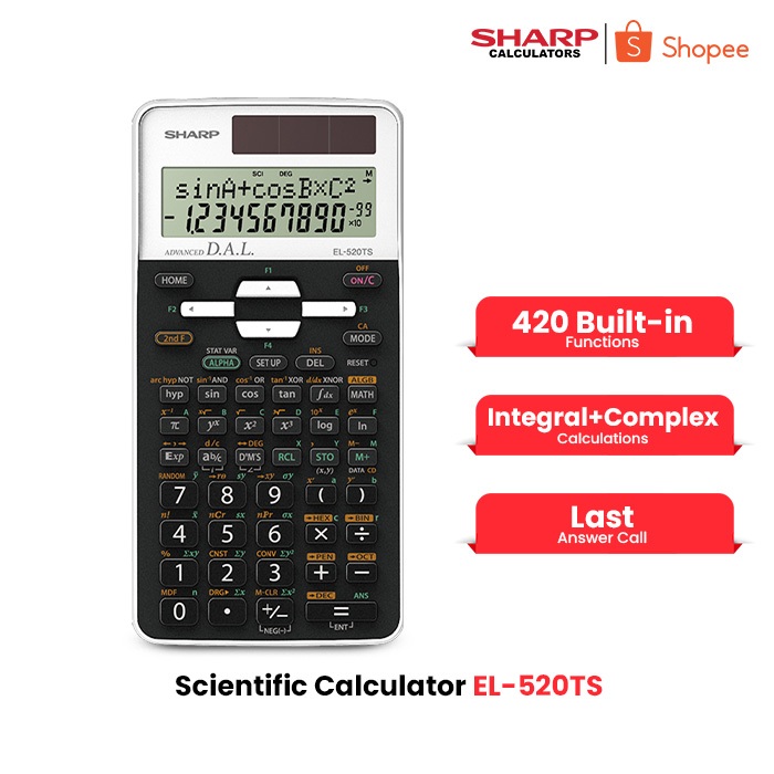 Sharp Scientific Calculators 420 Functions EL-520T White | Shopee ...