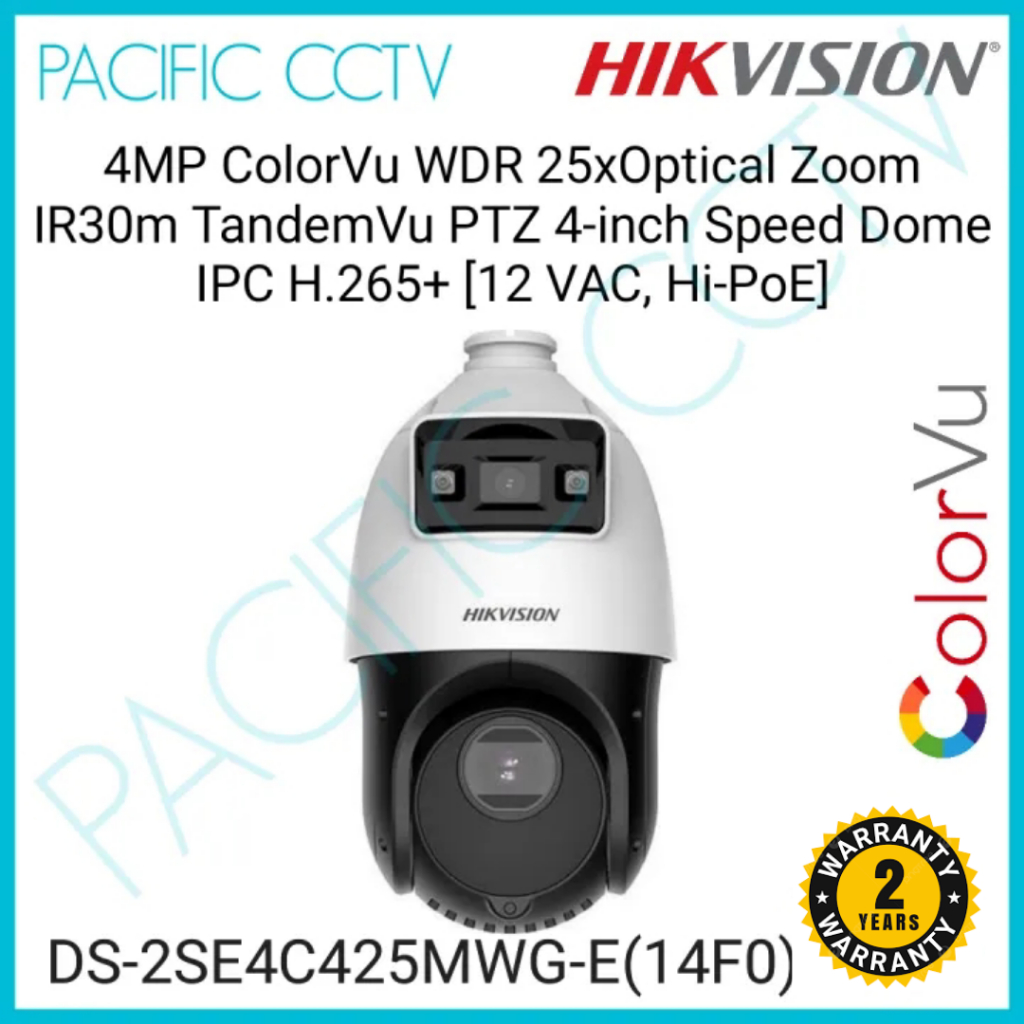HIKVISION 4MP ColorVu WDR 25xOptical Zoom IR30m TandemVu PTZ 4-inch ...