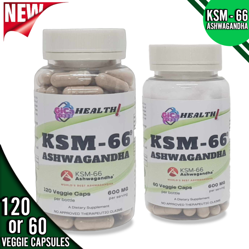GICA FINDS, Ashwagandha KSM-66 600mg, 60 Veggie Capsules or 120 Veggie ...