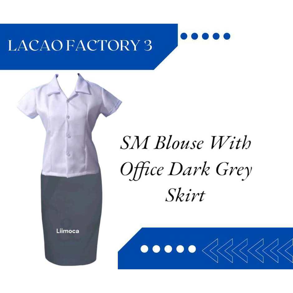 LACAOFACTORY 3 SM UNIFORM SET \\ SM BLOUSE \\ PENCIL SKIRT\\ DARK GRAY ...