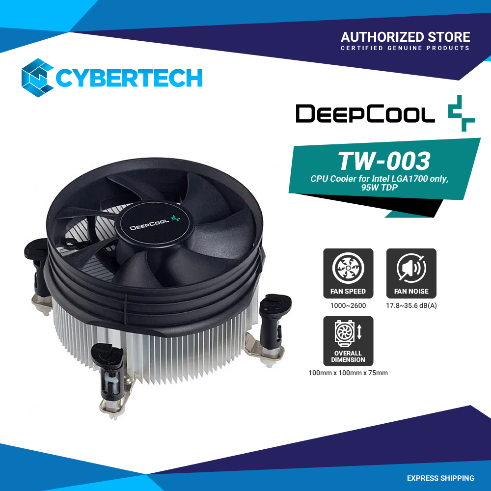 DeepCool TW-003 CPU Cooler for Intel LGA1700 only, 95W TDP, 92mm fan, Hydro Bearing (no retail ...