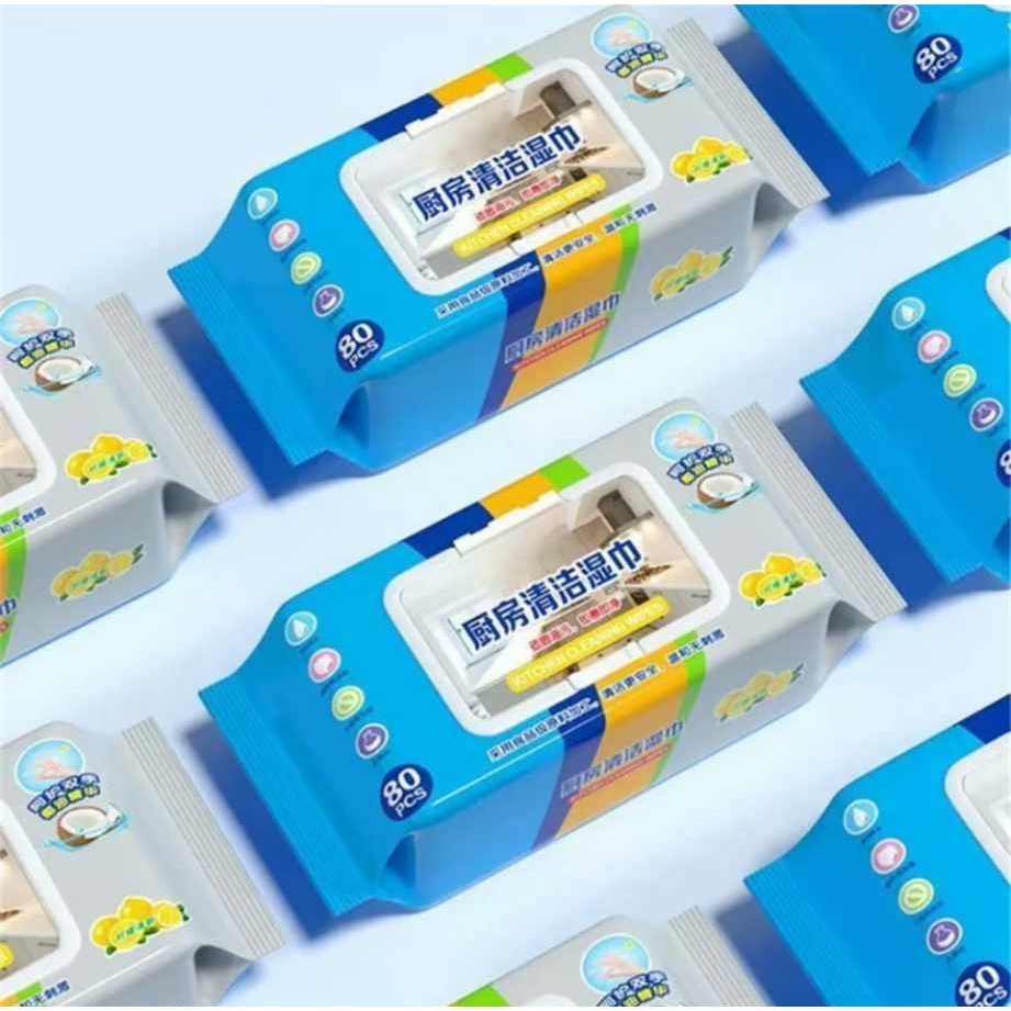 CHAINSHOP 80sheets/pack, Disposable Kitchen Wipes, Kitchen Cleaning Wet ...