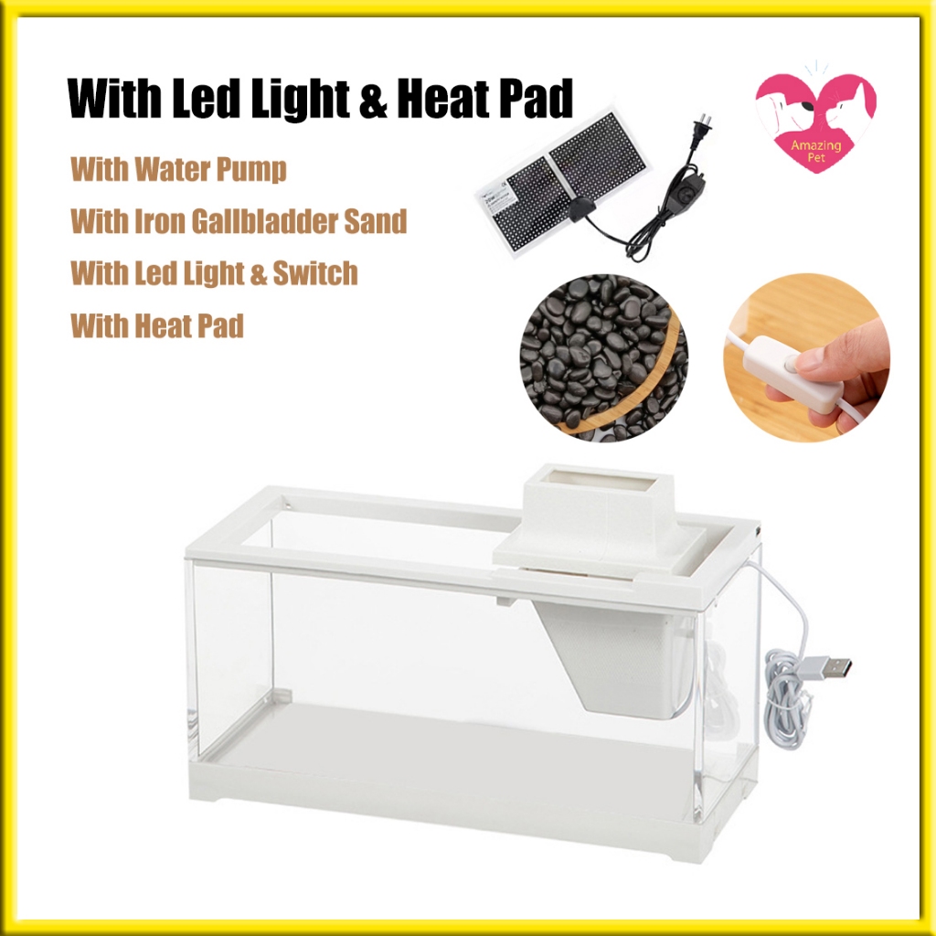 Fish Tank Desktop, 1.55 Gallon Acrylic Aquarium with Air Pump LED Light ...