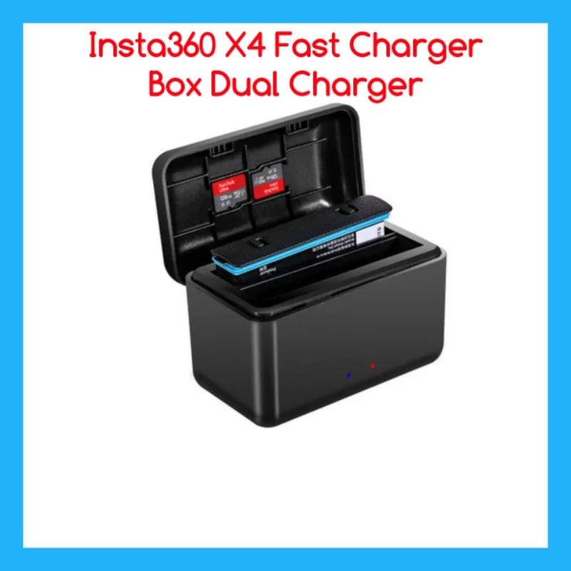 Insta360 X4 Battery Charger Case Dual Batteries Charger Box w/ Micro Sd ...