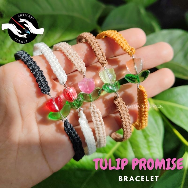 ORIGINAL Tulip Promise Bracelet Square Knot - Waxed Nylon Cord Material ...