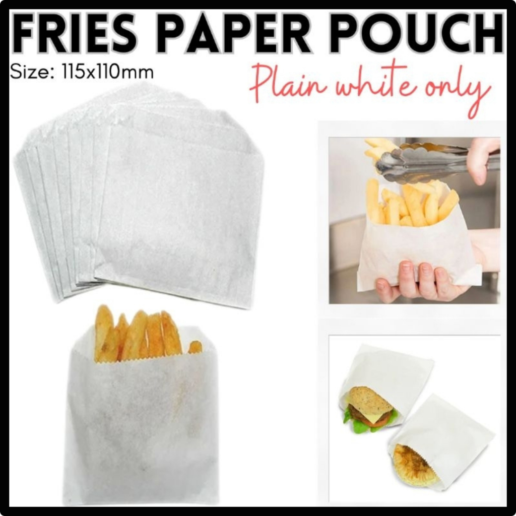 Plain Fries Paper Pouch 100pcs for Fries Onion Rings Cookies | Shopee ...