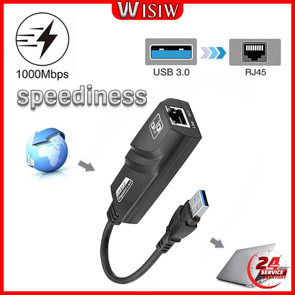 WISIW USB 3.0 Gigabit LAN Driverless USB to RJ45 Cable 100/1000 ...