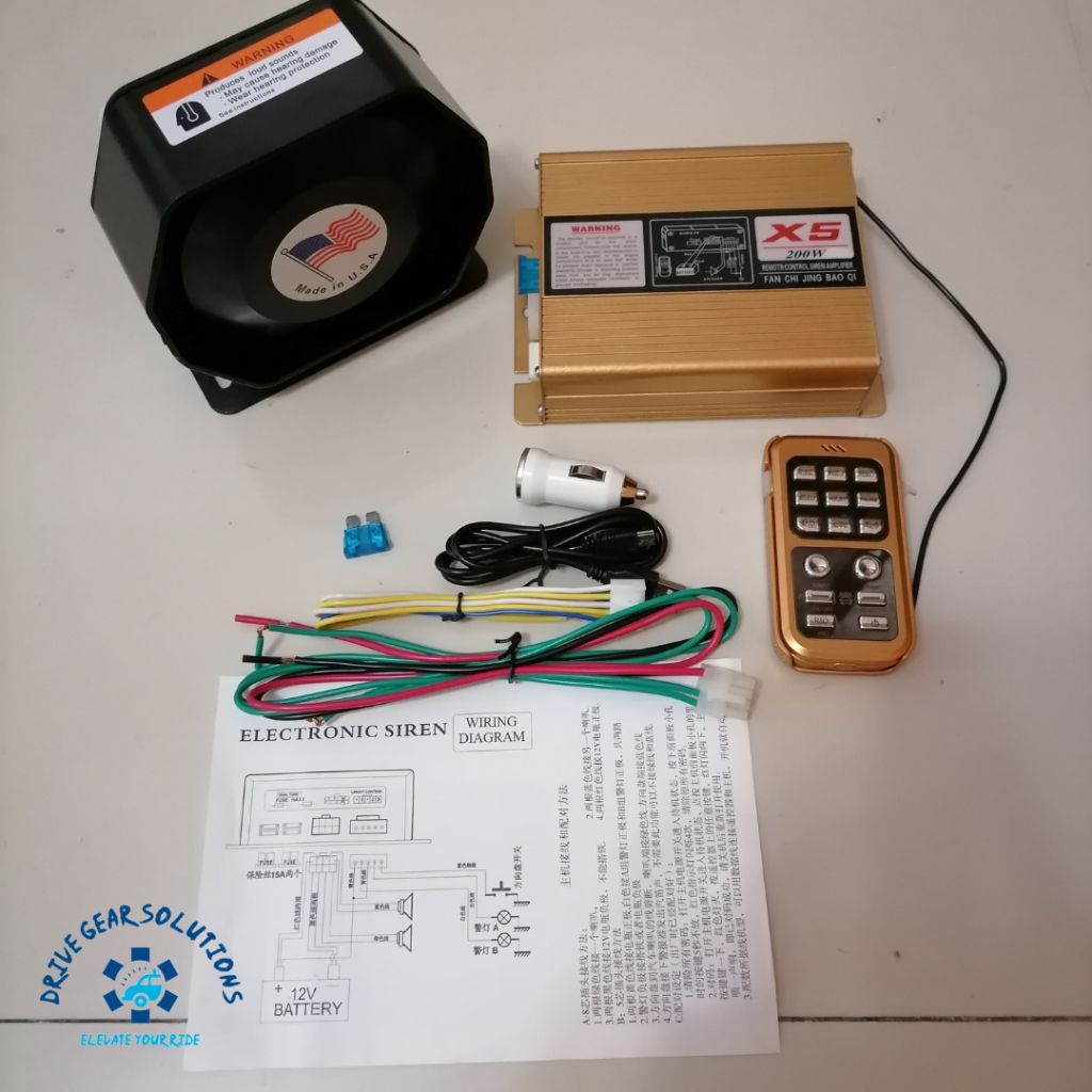 Emergency Vehicle Siren Amplifier X5 - 200W with Remote Control ...