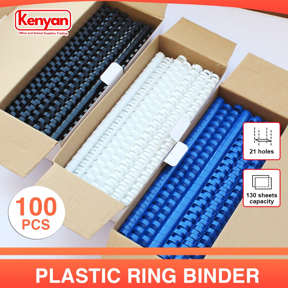 100pcs Comb Ring Binder A4 Plastic 21-Hole Black/Blue/White PVC Binding ...