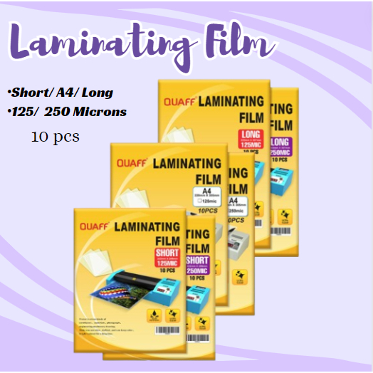 (10 sheets) QUAFF Laminating Film Size 125 Microns & 250 Microns (A4 ...