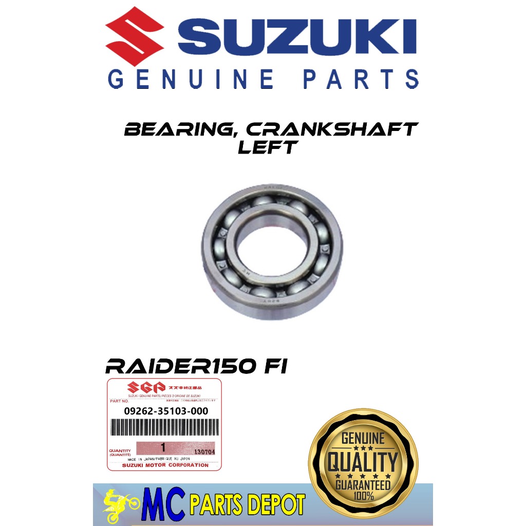 SUZUKI GENUINE BEARING, CRANKSHAFT LEFT FOR RAIDER 150 FI ( 09262-35103 ...