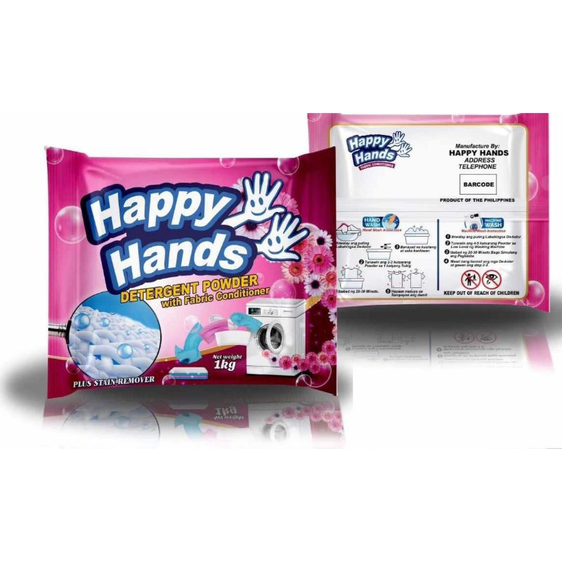 Happy Hands Detergent Powder 1kilo with fabric conditioner | Shopee ...