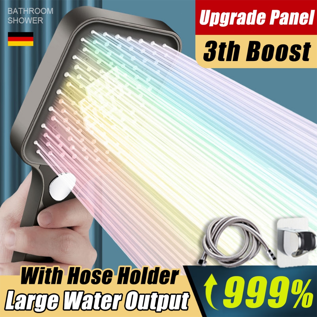 Square High Pressure Shower Head Set With 1.5m Hose holder 3 level ...