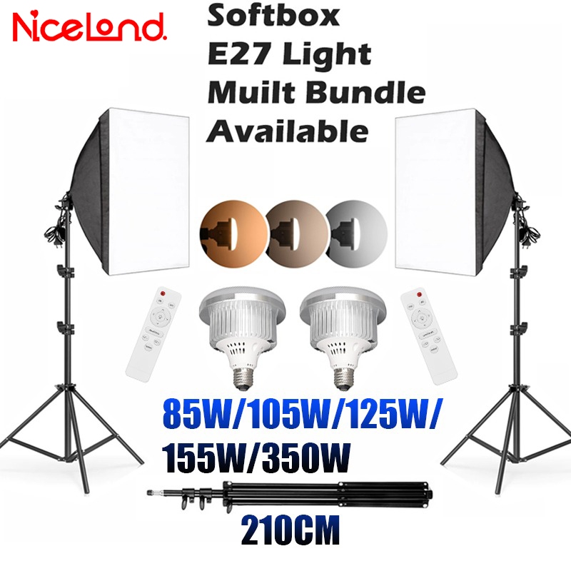 2PCS Studio Lighting Softbox 50 * 70cm Photography Kit with 2m Light ...