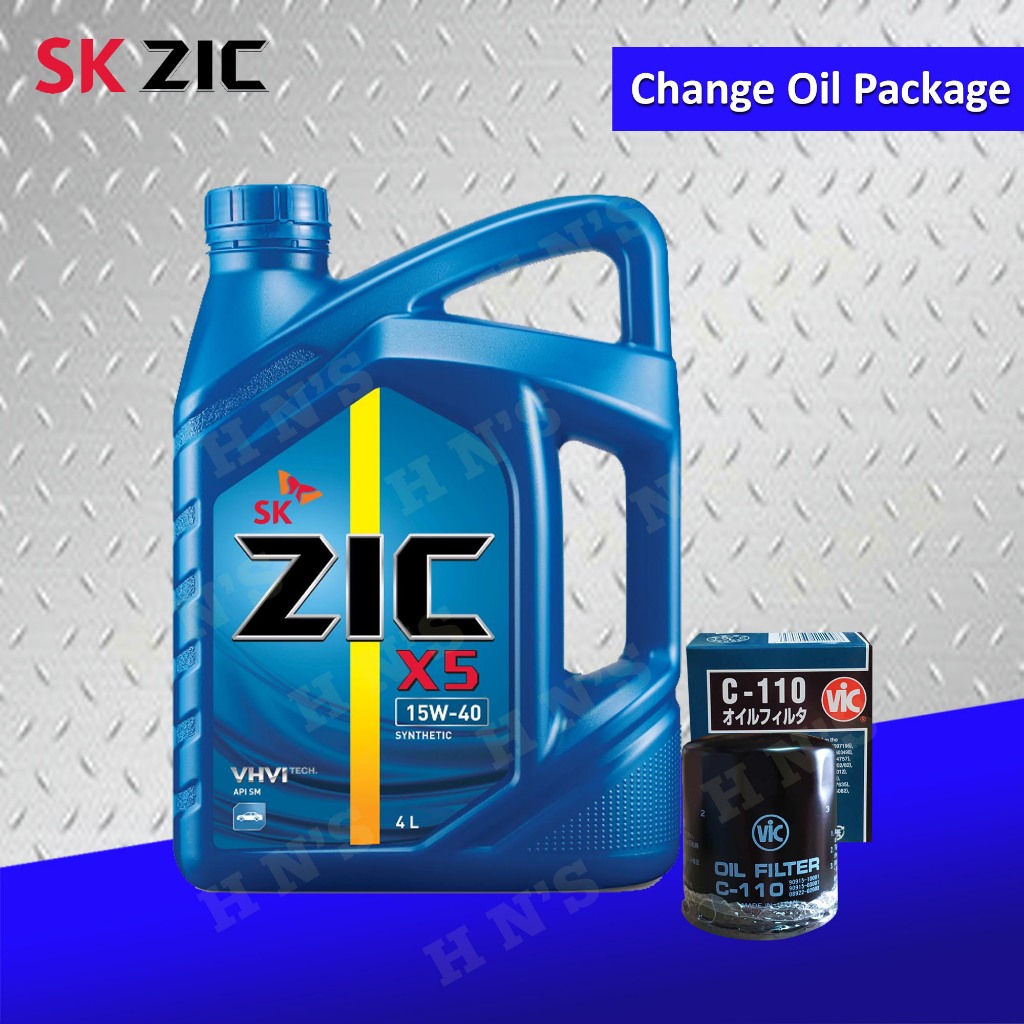 SK ZIC X5 15W-40 Synthetic Motor Oil Change Bundle for Toyota Vios ...