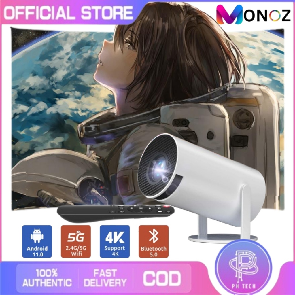 Monoz Projector HY300 Android 11 LCD 4k Mini Projector 1080P WIFI With ...