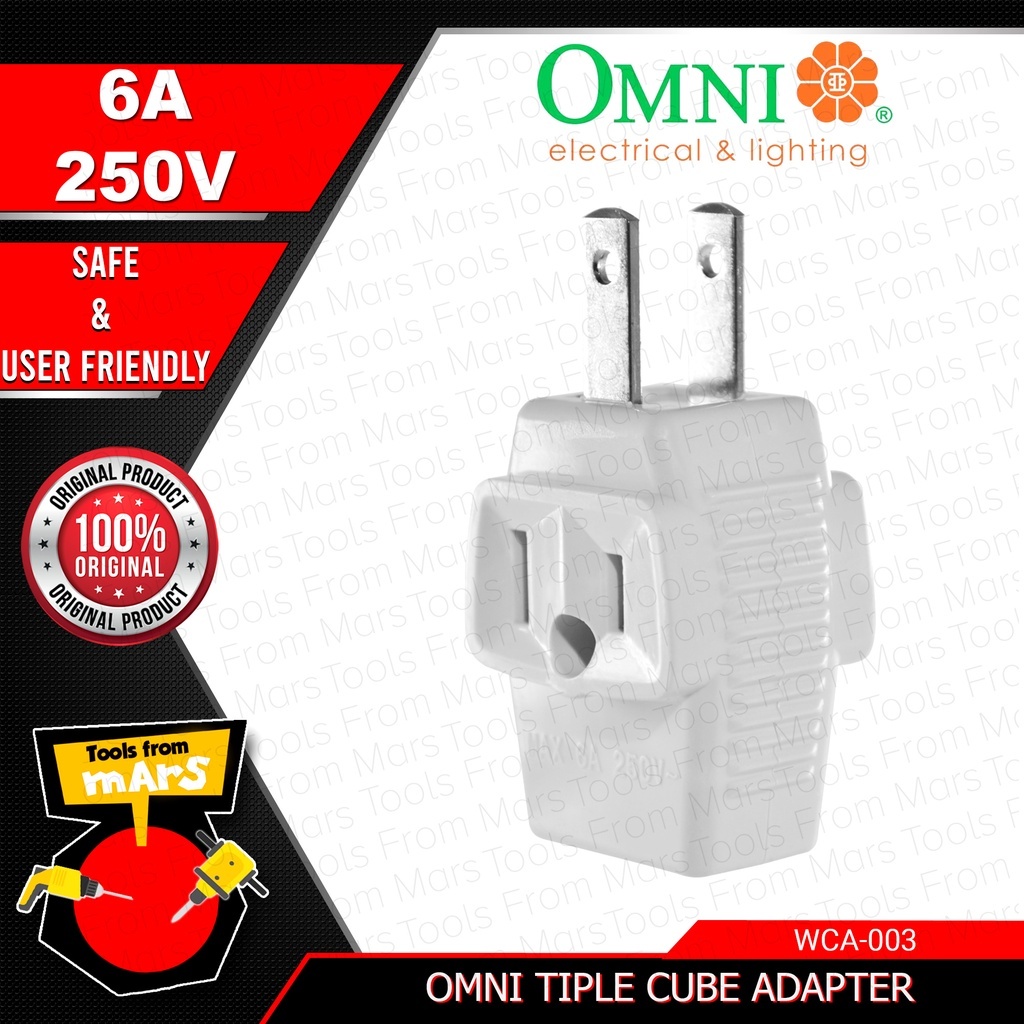 OMNI Triple Cube Adapter Socket Outlet 6A 250V WCA-003 -TFM- | Shopee ...