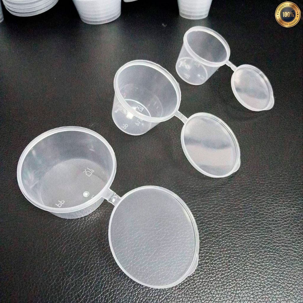 100pcs Disposable Hinged Sauce Cup Portable Takeaway Sauce Cup With ...