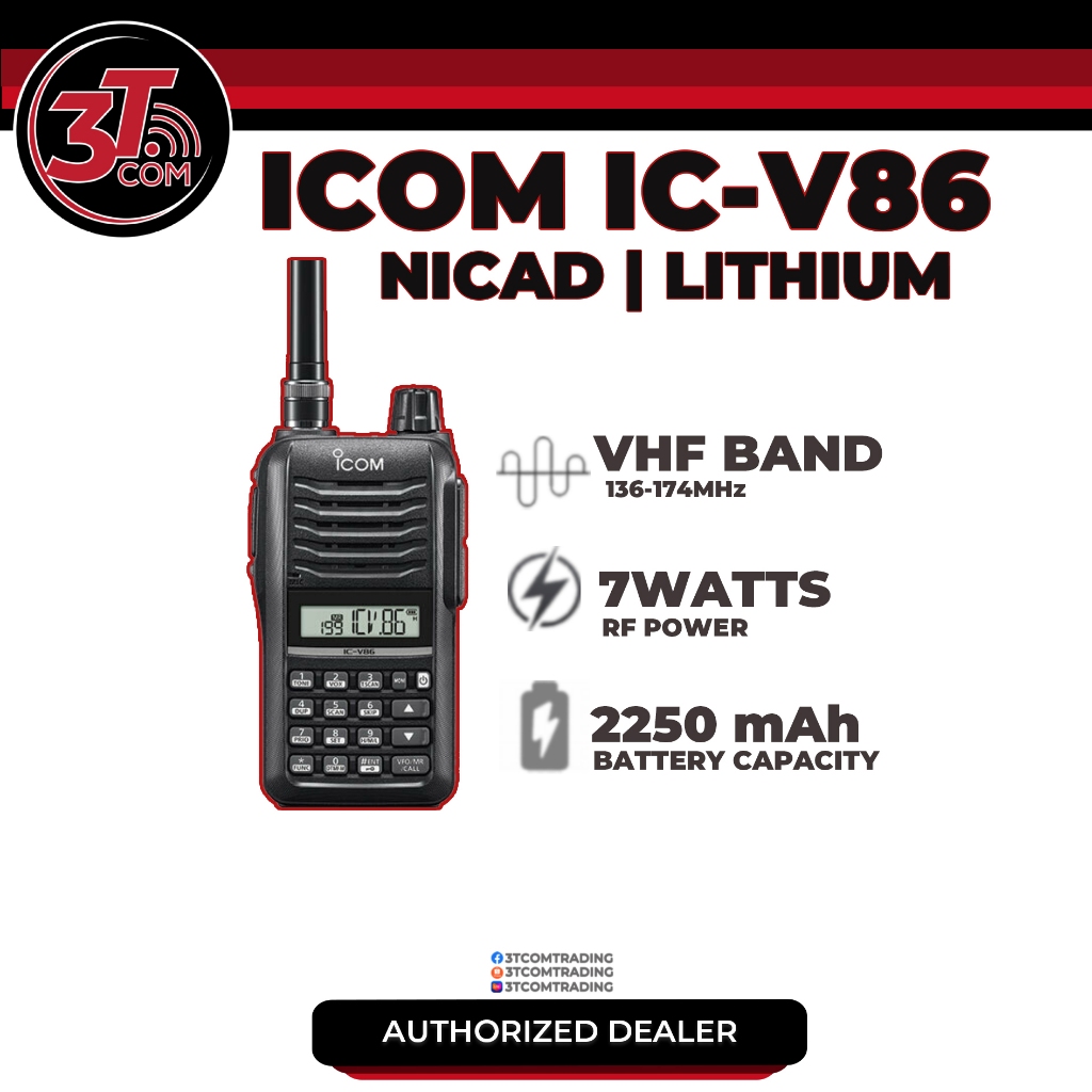 ICOM V86 7WATTS PORTABLE RADIO NICAD AND LITHIUM GENUINE | Shopee ...