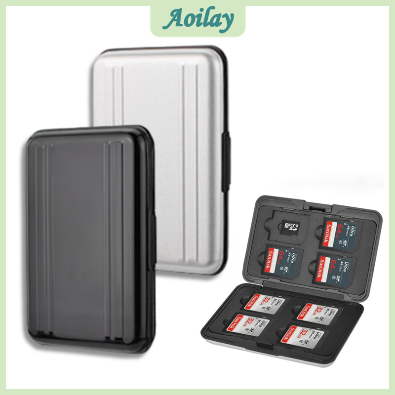 8 Slots Memory Card Case Portable Metal Micro SD Card Storage Box SD/TF ...