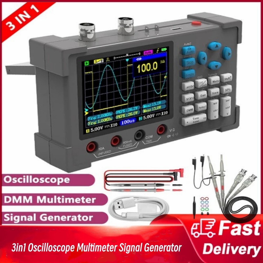 3in1 Oscilloscope Multimeter Signal Generator Oscope Meter 120Mhz ...