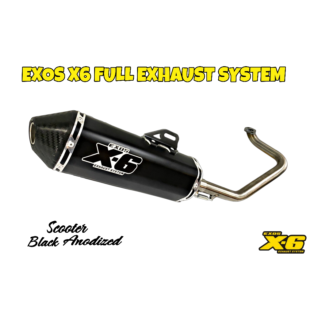 EXOS X6 FULL EXHAUST SYSTEM for SCOOTER (BLACK) | Shopee Philippines
