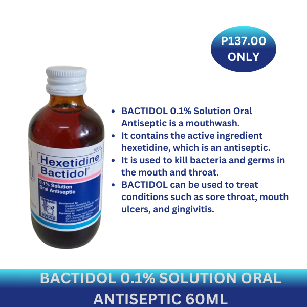 BACTIDOL 0.1% SOLUTION ORAL ANTISEPTIC 60ML | Shopee Philippines