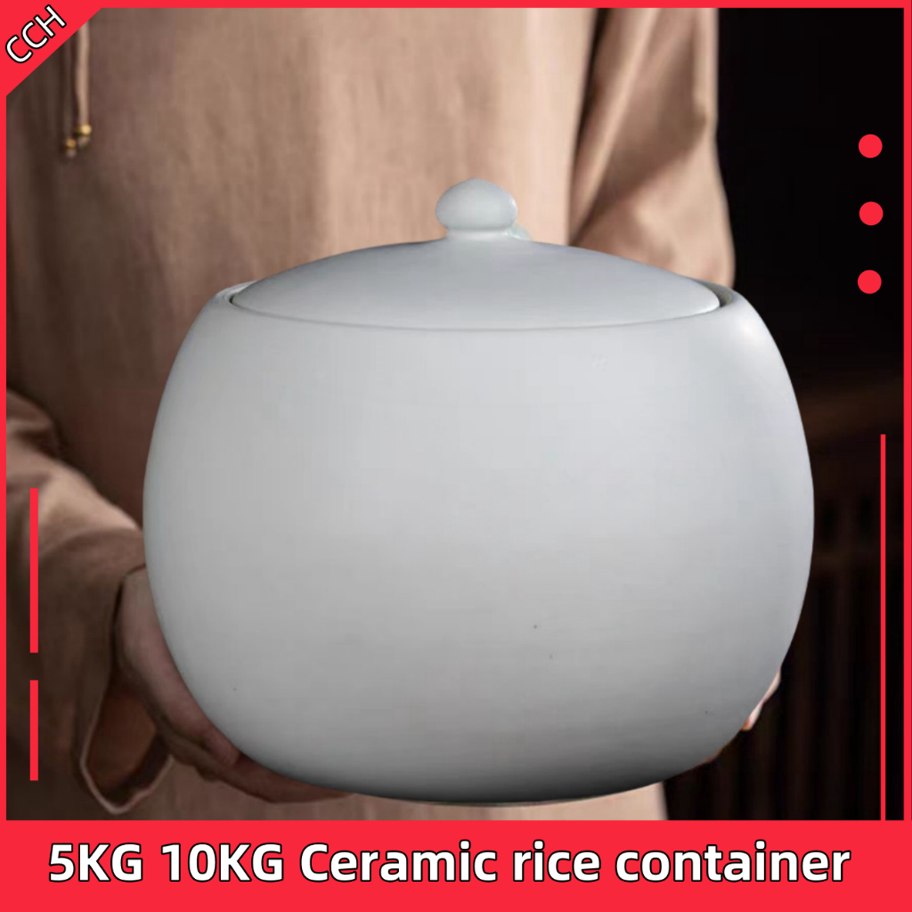 ceramic rice container kitchen food storage rice keeper jar with cover ...