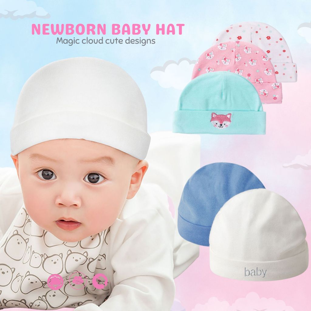 Newborn Baby Hat Cotton Infant Hat Bonnet Cute designs for Baby boy and ...