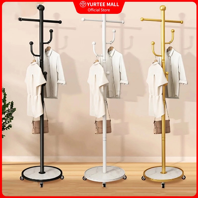 Metal Coat Rack Sabitan ng damit Bedroom Clothes Hanger Rack Bag Rack ...