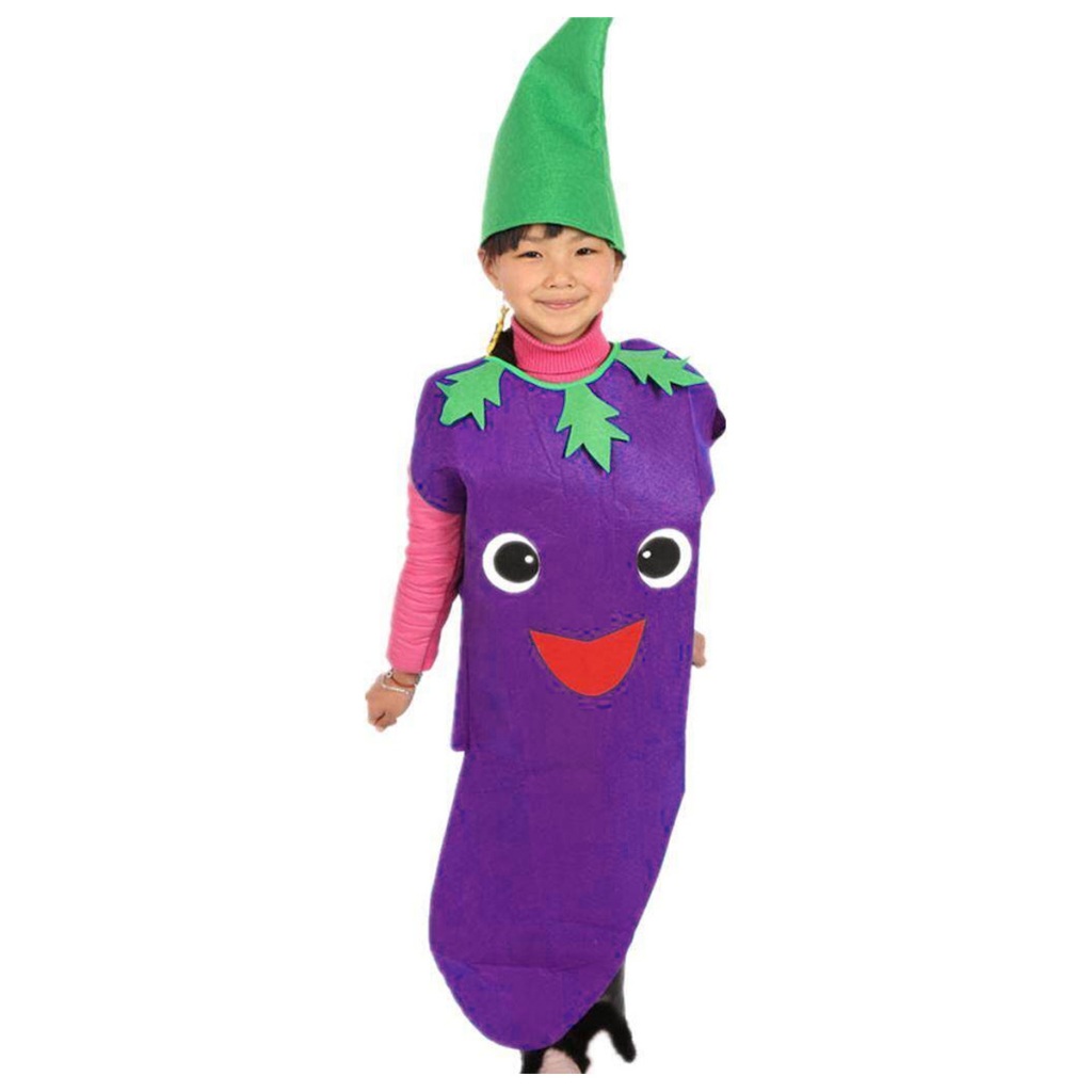 Nutrition Month Eggplant Kids Costume Non-woven Fabric Fruit & Vegetables Outfit Party Event ...