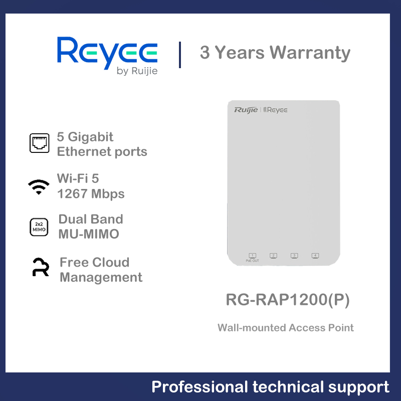 Ruijie-Reyee RG-RAP1200(P), Reyee Wi-Fi 5 1267Mbps Wall-mounted Access ...