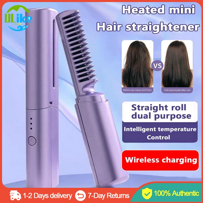 Straight Hair Comb Wireless 2 in 1 Hair Straightener and Curler USB ...