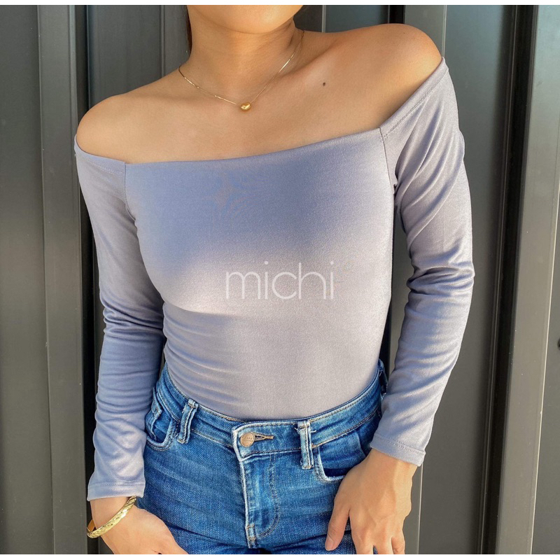 MICHI Caly OFFSHOULDER LONGSLEEVES TOP - DOUBLE LINING - FRONT & BACK ...