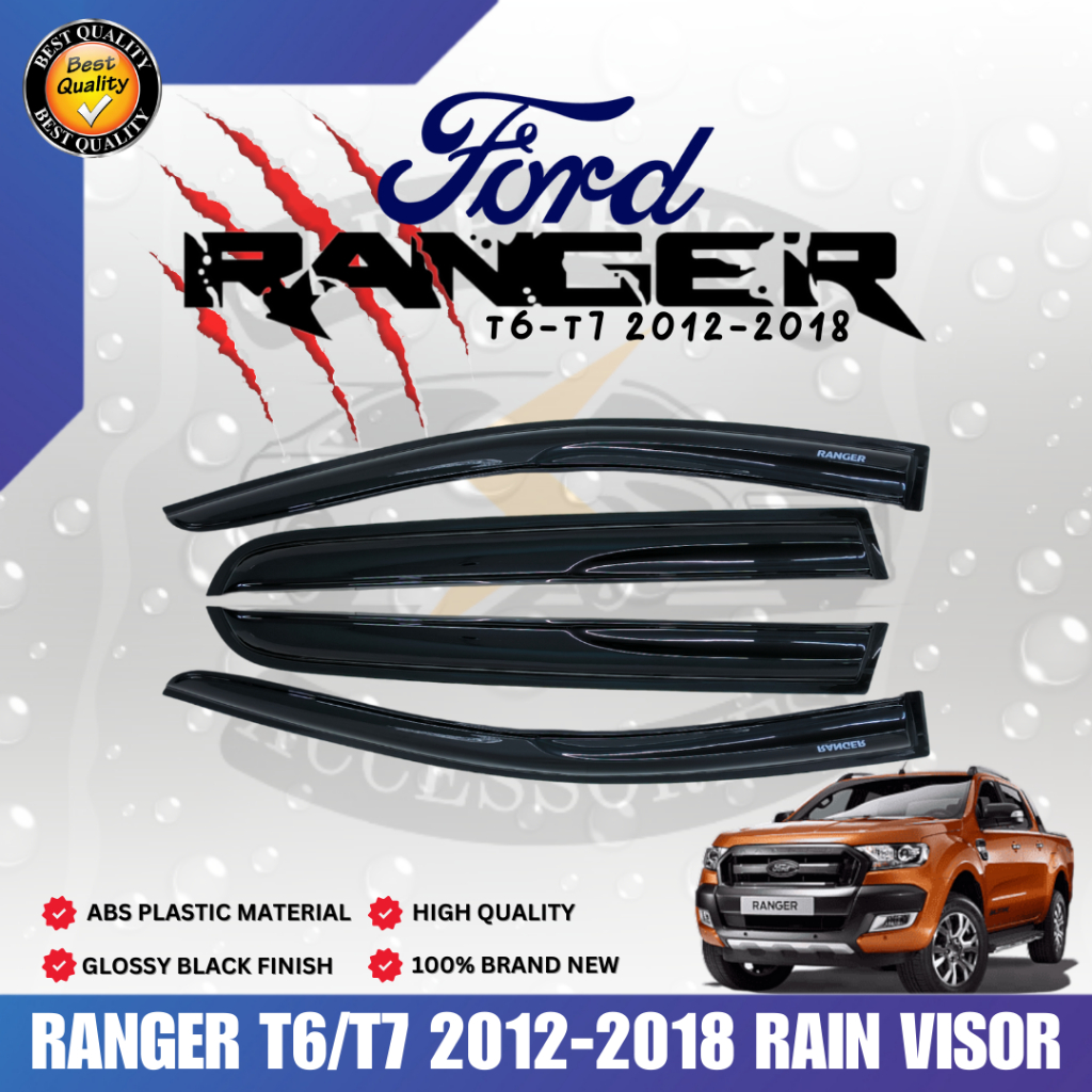 CPA RAIN VISOR RANGER T6-T7 (2012-2018) BLACK (THICKNESS 1.8mm) GOOD ...