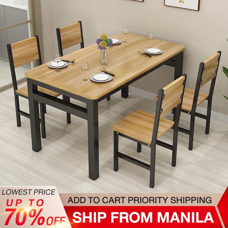 BAIERDI Household modern small household simple dining table and chairs ...