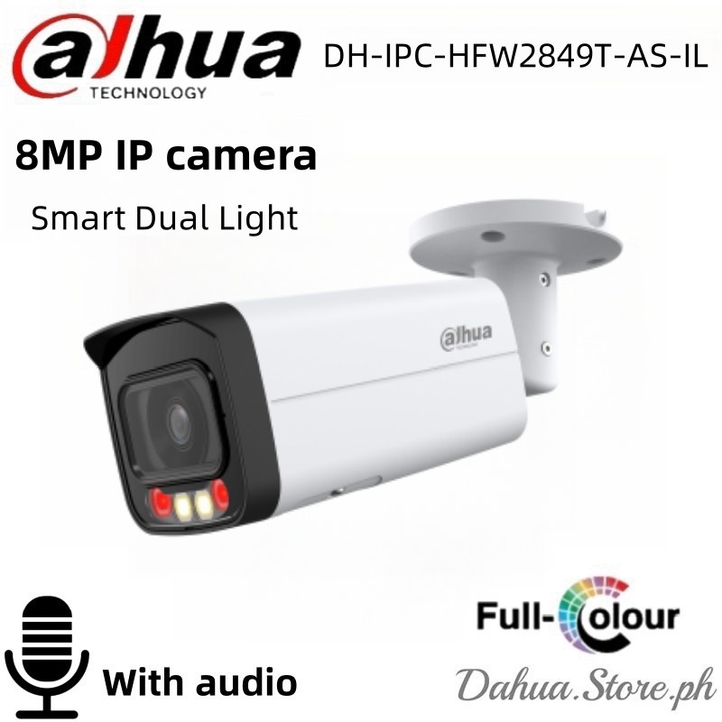 Dahua 8MP Smart Dual Light Fixed-focal Bullet WizSense Network Camera FULL color audio IP camera ...