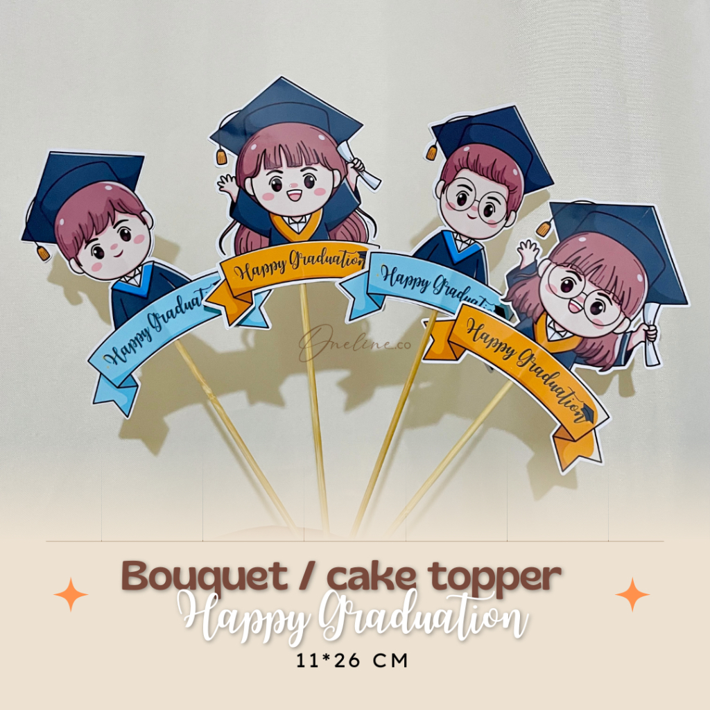 Happy Graduation | Bouquet / Cake Topper cute character Bouquet Topper ...